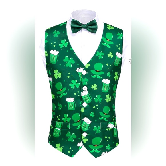 Suits & Blazers | Mens Tuxedo Vest For St Patricks Daygreen Shamrock ...